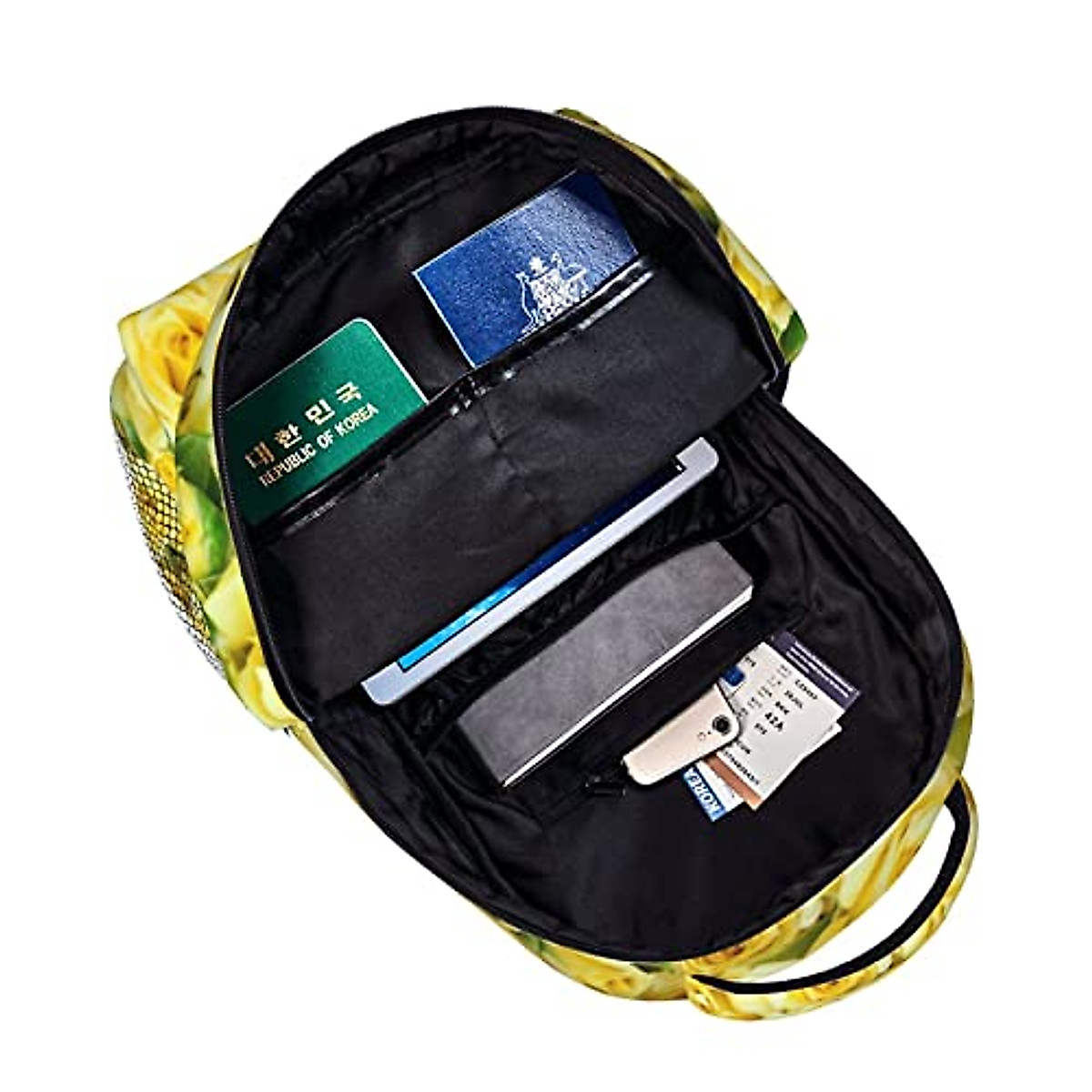 DAHALLAR Backpack Yellow Rose Flower Bookbags Highschool College Laptop Bag Casual Travel Daypack Hiking Camping