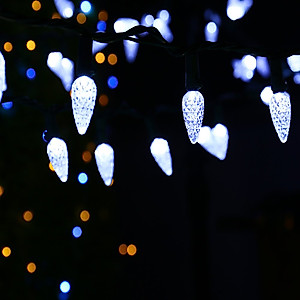 Brizled Upgrade Faceted C5 LED String Lights, 100 LED 33ft Mini String Lights, 120V UL Certified Clear Christmas Light Set for Indoor & Outdoor Decoration, Patio, Garden, Party and Holiday, Cool White