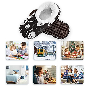 Halloween Death Skull Boys Girls House Slippers Halloween Skeleton Kids toddler Home Shoes Winter Indoor shoes XS