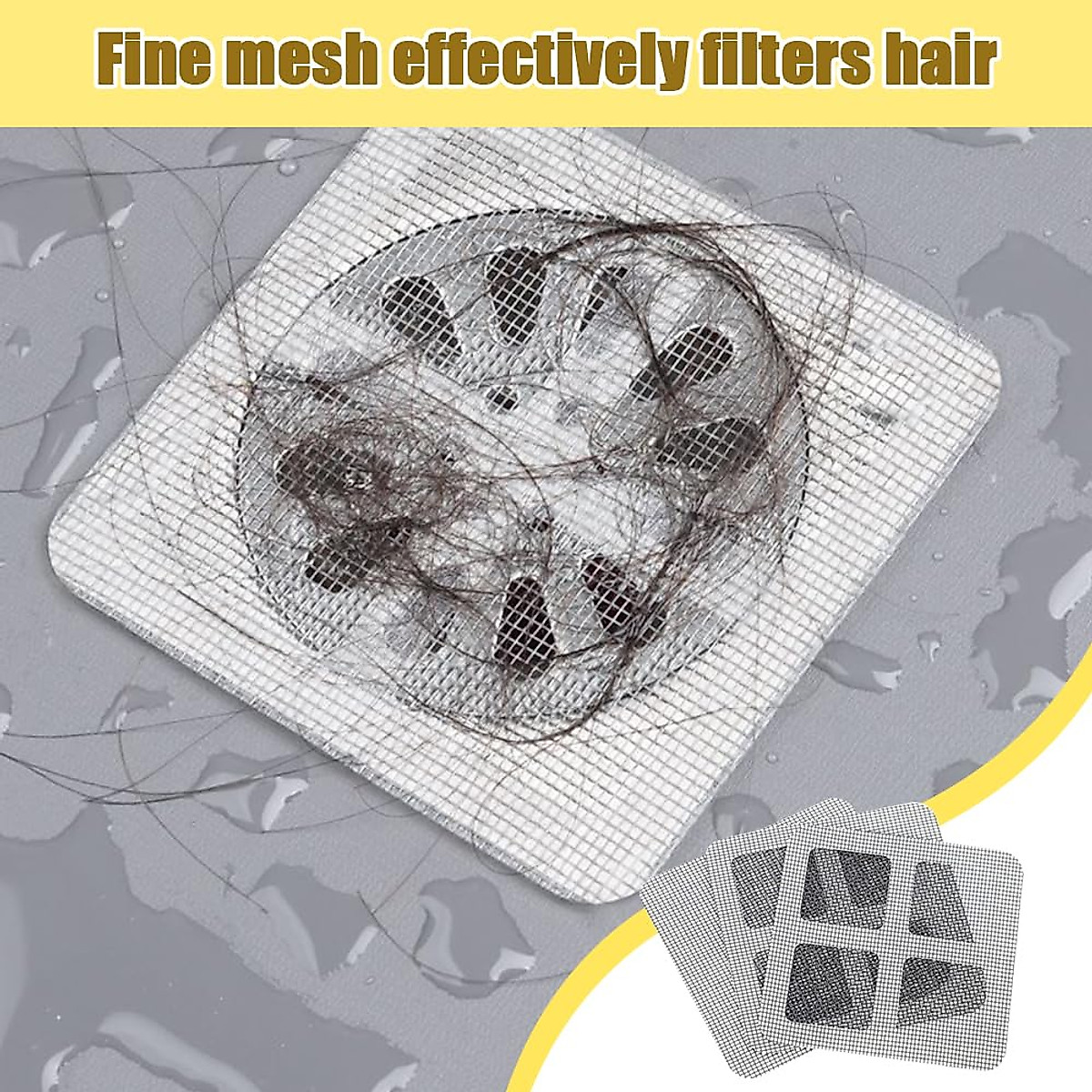 Disposable Hair Drain Stickers, 2024 New Disposable Shower Drain Cover Hair Catcher Bathroom Shower Drain Stickers, Shower Drain Mesh Stickers Floor Drain Sticker for Kitchen Bathroom Tub (10PCS)