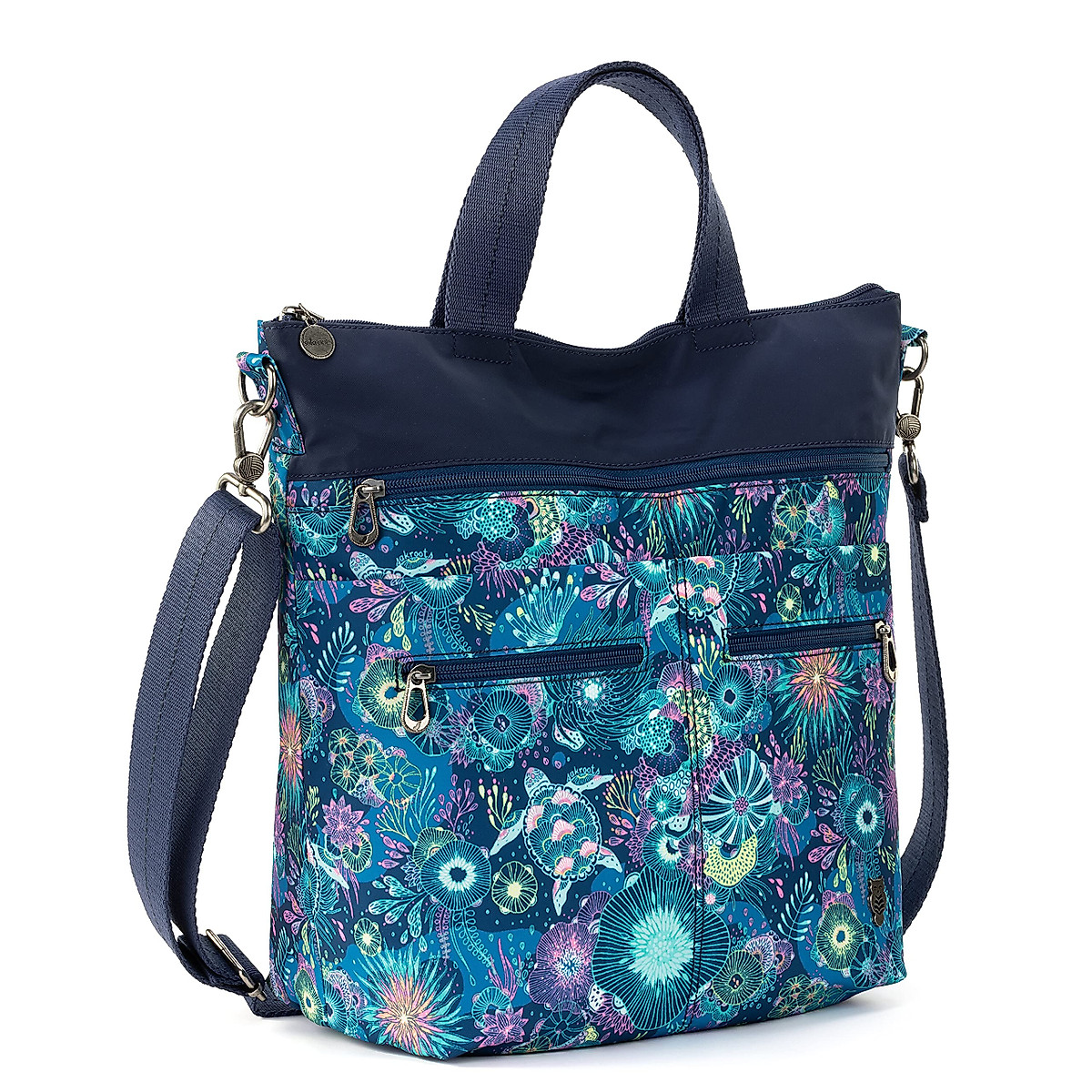 Sakroots Womens Eco-twill Berkeley Convertible Tote in REPREVE Eco Twill, Royal Blue Seascape, One Size US