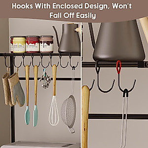 Jakyitvi 4 Tier Coffee Bar Station, Coffee Stand with 8 Hooks Coffee Bar Cabinet for Coffee Accessories Coffee Station for Small Space Kitchen/Living Room/Entrance