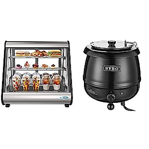 KoolMore - CDC-4C-BK 27" Commercial Countertop Refrigerator Display Case Merchandiser with LED Lighting - 4.6 cu. ft, Black and Stainless Steel & SYBO SB-6000 Commercial Grade Soup Kettle, Black