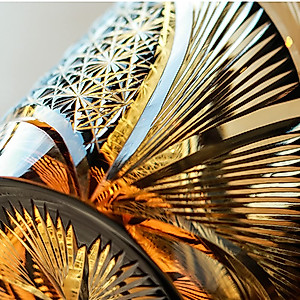 JINZHI Old Fashioned Glass Japanese Style 8OZ Amber Black Rocks Glasses Engraved Tumbler Drinkware Glasses for Whiskey Vodka with Gift Box