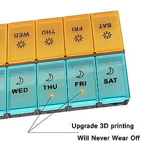 Mossime XL Large Daily Pill Organizer 2 Times a Day, Extra 7 Day Pill Box Am Pm, Weekly Day Night Vitamin Holder, Medicine Organizer, Big Pill Container, Medication Dispenser 14 Compartments