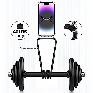 caslord iPhone 14 Pro Crossbody Case, iPhone 14 Pro Case with Strap, Necklace Mobile Phone Cover with Adjustable Lanyard Strap, Clear Soft TPU Lanyard Case with Neck Cord (Black)