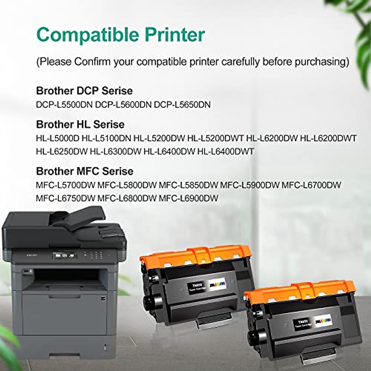 JMLCOLORS Brother TN850 TN820 Toner Replacement for TN-850 TN-820 for HL-L6200DW,MFC-L5700DW, L6200DWT MFC-L5900DW HL-L5200DWT L5200DW L5100DN, MFC-L5800DW MFC-L5850DW L6700DW L6800DW Printer（2-Pack）