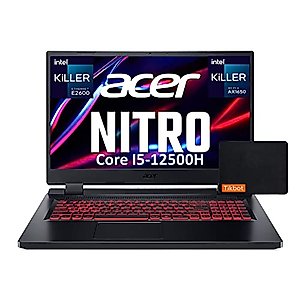 Acer 2022 Nitro 5 17.3" FHD IPS 144Hz Gaming Laptop Core i5 12500H(Beats i7-11800H) NVIDIA RTX 3050 Thunderbolt 4 Intel Killer Ethernet w/Mouse Pad (16GB RAM| 1TB PCIe SSD)