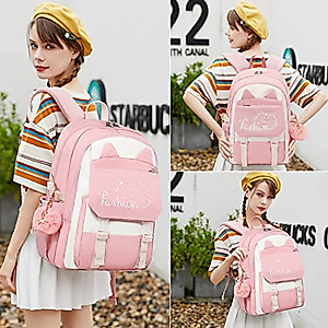 Caoroky knight Laptop Backpacks 15.6 Inch Cute School Bag Elementary Middle High School College Backpack Anti Theft Travel Daypack Large Bookbag for Teens Girls Women Students - Pink