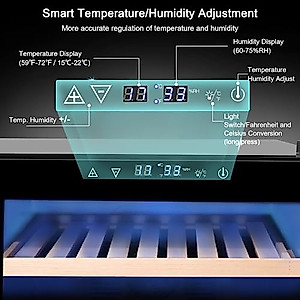 VITESSE 50L 250 Counts Electric Cabinet with 59℉-72℉ Temperature Control and Humidity Control,Electric Cooler with Spanish Cedar Wood Drawer Shelves & Digital Hygrometer Displays,Gift for Men
