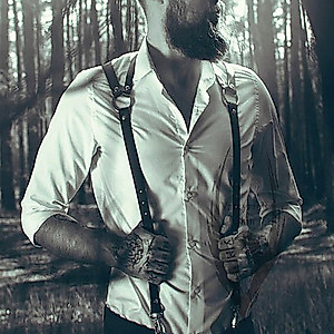 Body Chest Harness Punk Adjustable Faux Leather Belt with Buckles Rings for Men Women(LM01)