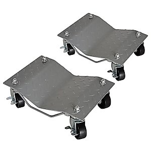 TROPOW Tire Wheel Dolly Car Set of 2-3000 lbs Capacity, Heavy Duty Carbon Steel, Antiskid Plate, 360 Degree Rotatable Wheels, 16"*12", Silver