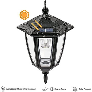 Viewsun 34 Inch Hanging Solar Lights, Shepherd Hook Lights with 2 Shepherd Hooks Waterproof Outdoor Decorative Solar Lantern Lights for Garden Decor, Patio, Backyard, Pathway, 4 Pack