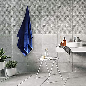 Belizzi Home 8 Piece Towel Set 100% Ring Spun Cotton, 2 Bath Towels 27x54, 2 Hand Towels 16x28 and 4 Washcloths 13x13 - Ultra Soft Highly Absorbent Machine Washable Hotel Spa Quality - Navy Blue