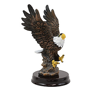 Ebros American Pride Swooping Bald Eagle with Spread Out Wings by Rocky Cliff Statue On Black Trophy Base 5.25" Tall USA Patriotic National Emblem Independence Day American Home Decor Figurine