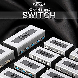 2 Port 3.5mm Stereo Manual Switch Box AUX Audio Speaker selector(Wall Mount Hole Built-in, Wall or Table Available)