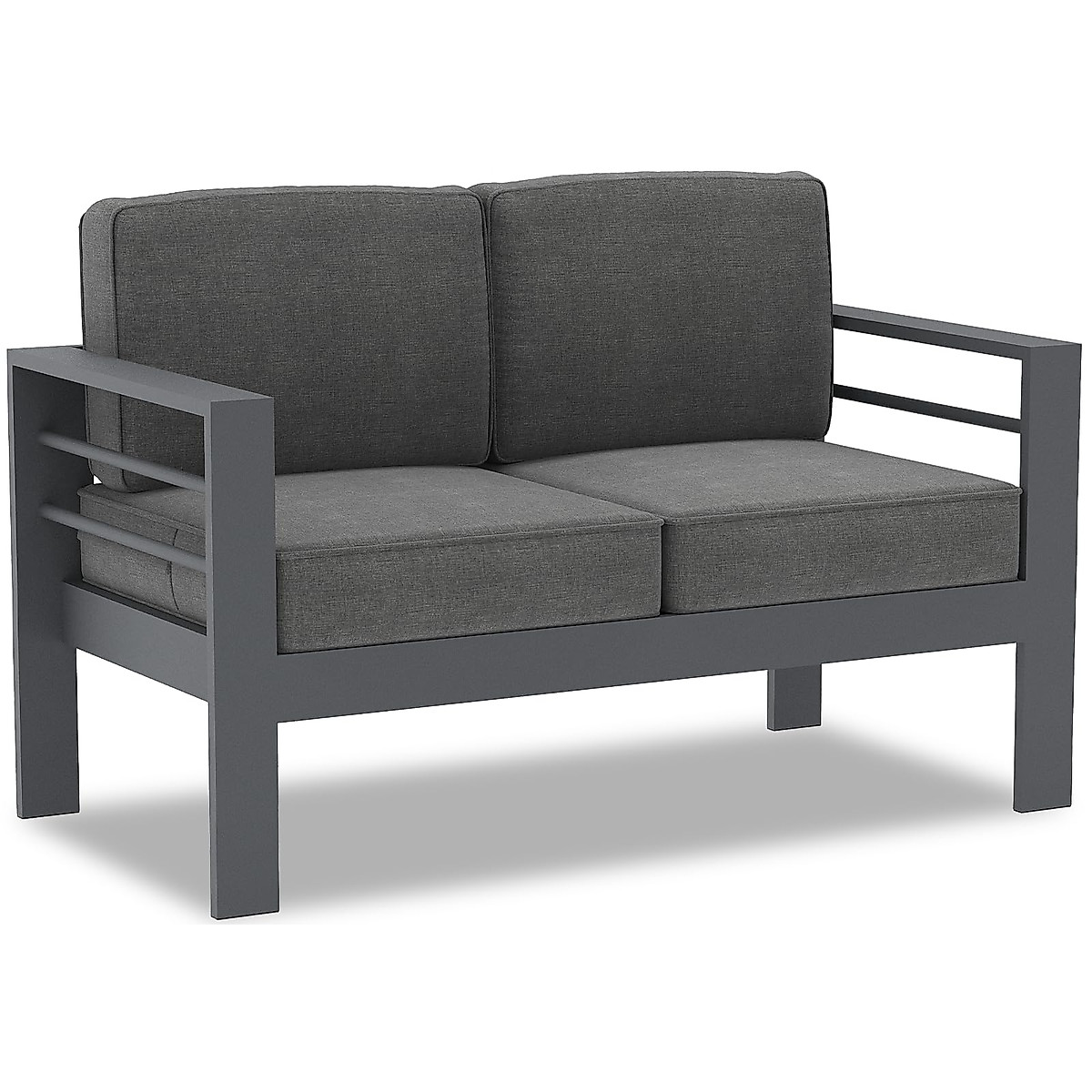 Vakollia Modern Aluminum Outdoor Patio Loveseat 2 seat Sofa with Olefin Cushions