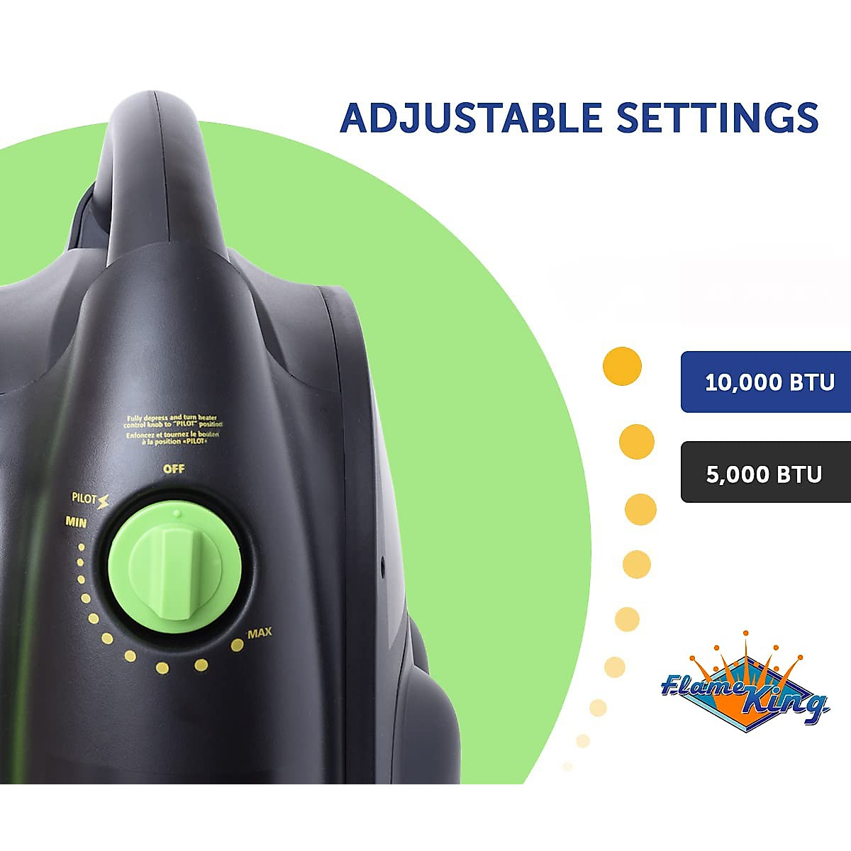 Flame King YSN-CHS10 10,000 BTU Propane Space Radiant Portable Heater Indoor* & Outdoor for Camping, Garage, Ice Fishing, Patio, Green/Black 10K