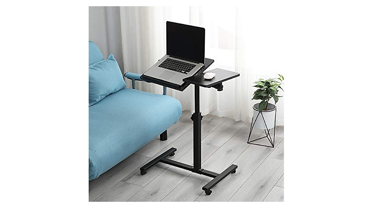 TigerDad Rolling Overbed Desk - Adjustable Laptop Stand