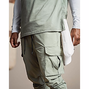 BUUFBODY Sports Pants for Men Slim Fit Soccer Track Pants Thin Athletic Pants Skinny Training Pants with Towel Ring(US001 Green M)