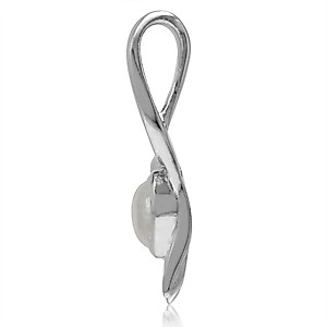 Silvershake Natural Moonstone White Gold Plated 925 Sterling Silver Ginkgo Leaf Solitaire Pendant