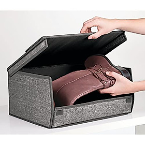 mDesign Large Fabric Closet Shoe Storage Box w/Clear Window - Shoe, Sandal, Sweater, Linen, Clothes Organizer - Boot Storage Solutions - Shoe Bin - Lido Collection, 8 Pack, Charcoal Gray