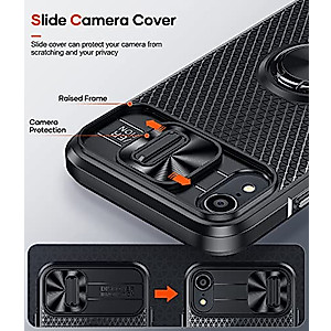 LeYi for iPhone XR Case: iPhone XR Phone Case with [2 Pack] HD Screen Protectors, Armor Defender Non-Slip Textured Back with Camera Cover & Stand Case for iPhone XR, Black