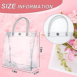 32 PCS Clear PVC Gift Bags with Handle,Reusable Plastic Gift Wrap Bag Transparent Tote Bag for Shopping Retail Merchandise Boutique Wedding Birthday Baby Shower Party Favor ,7.87 x 7.87 x 3.15 Inch