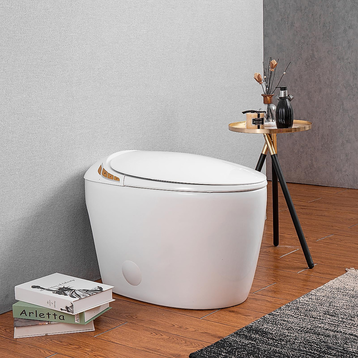 BWE Smart Toilet With Bidet Built In, One-piece Bidet Toilet Seat, Auto Flush, Auto Open & Auto Close,Heated Seat, Warm Water and Dry, Wireless Remote Control