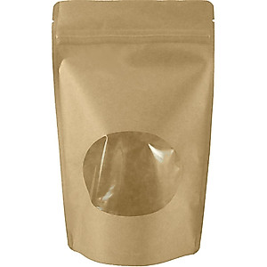 50 Natural Kraft Stand-up Zip Pouch with Window (Small (5 1/8"W x 8 1/8"H))