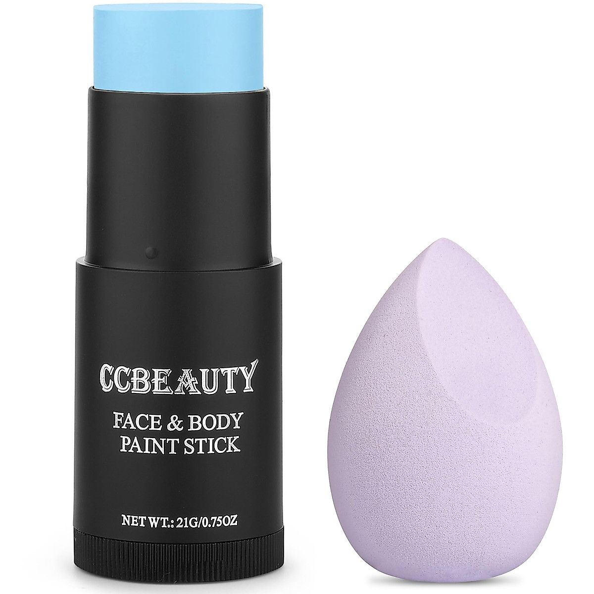 CCbeauty Light Blue Face Paint Stick,Face Painting Kit,Non Toxic SFX Makeup For Avatar Corpse Bride Halloween Costume Cosplay,Professional FX Body Paint,Full Coverage Foundation With Makeup Sponge
