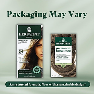 Herbatint Permanent Haircolor Gel, 6N Dark Blonde, Alcohol Free, Vegan, 100% Grey Coverage - 4.56 oz