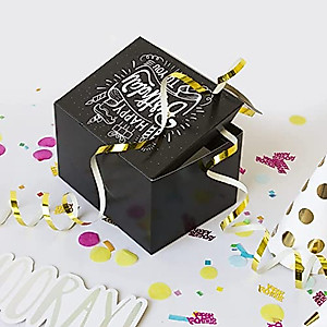 FETTIPOP DIY Exploding Birthday Gift Box (Black Premium) Confetti Pop up 7.1x5.5x4.3 inches, Surprise Prank Box