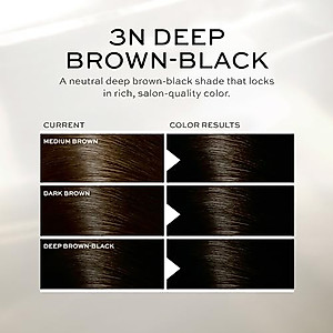John Frieda Precision Foam Colour, Deep Brown Black 3N, Full-coverage Hair Color Kit, Anti-Fade Gray Coverage, Deep Color Saturation Hair Dye, 1 Application