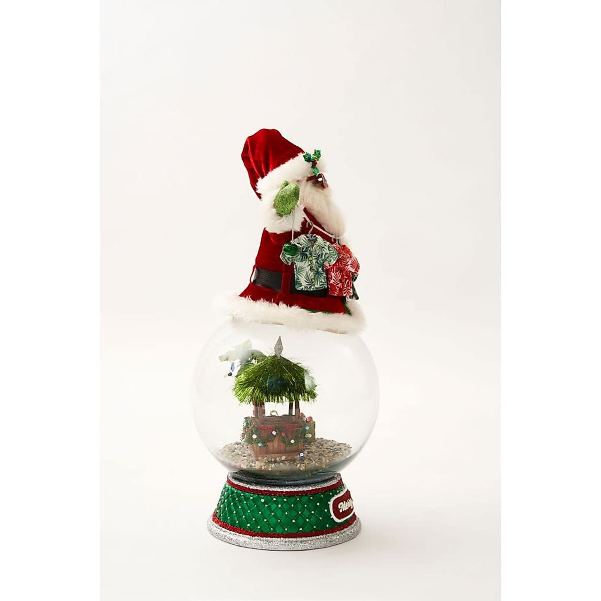 Katherine's Collection 2022 Merry Kitschmas Kitschy Santa on Snowglobe, 19.25" - Holiday Decor Figurine Snow Globe