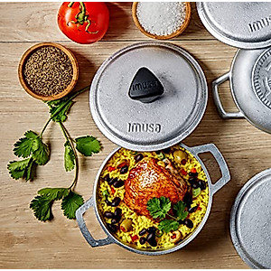 IMUSA USA 0.7Qt Traditional Colombian Mini Caldero (Dutch Oven) for Cooking and Serving, 0.7 Quart, Silver