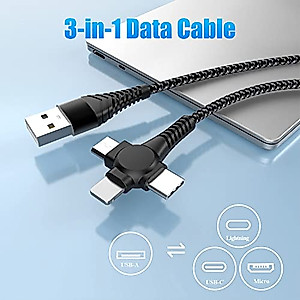incofan 3 in 1 Multi Fast Charging Cable (2Pack 4FT) Nylon Braided Multiple Connectors Universal USB Data Charger Cord for iPhone, iPad, Samsung, Kindle More