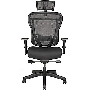 Oak Hollow Furniture Aloria Series Office Chair Ergonomic Executive Computer Chair, Fabric Soft Seat Cushion, Mesh Back, Adjustable Lumbar Support Swivel and Tilt (Black, Headrest)