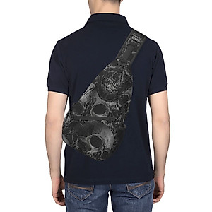 Cool Skull Crossbody Sling Backpack For Men Women,Shoulder Chest Daypack Bag For Travel Hiking