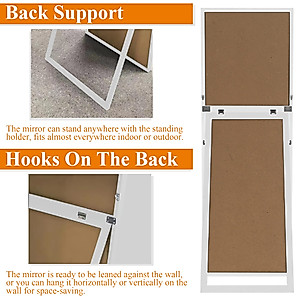 NeuType 59" X 16" Full Length Mirror MDF Frame Floor Mirror Wall Mirror Dressing Mirror Hanging or Leaning Against Wall Standing Mirror Bedroom Mirror Full Body Mirror White with Stand