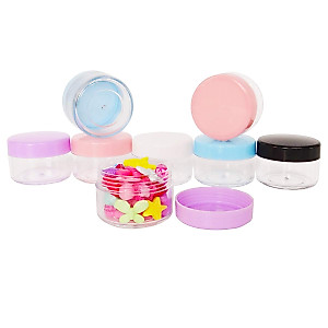 Wopanxye 20pack 15ml Makeup Sample Jars, BPA Free, Small Empty Cosmetic Container, Plastic Round Pot Screw-up Cap Lid, Travel 15g Jar for Lip Gloss Scrubs Salves Ointments Facial Creams Bath Lotions