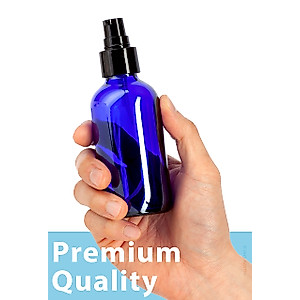 4 oz / 120 ml Cobalt Blue Glass Boston Round Bottle with Black Treatment Pump (12 Pack)