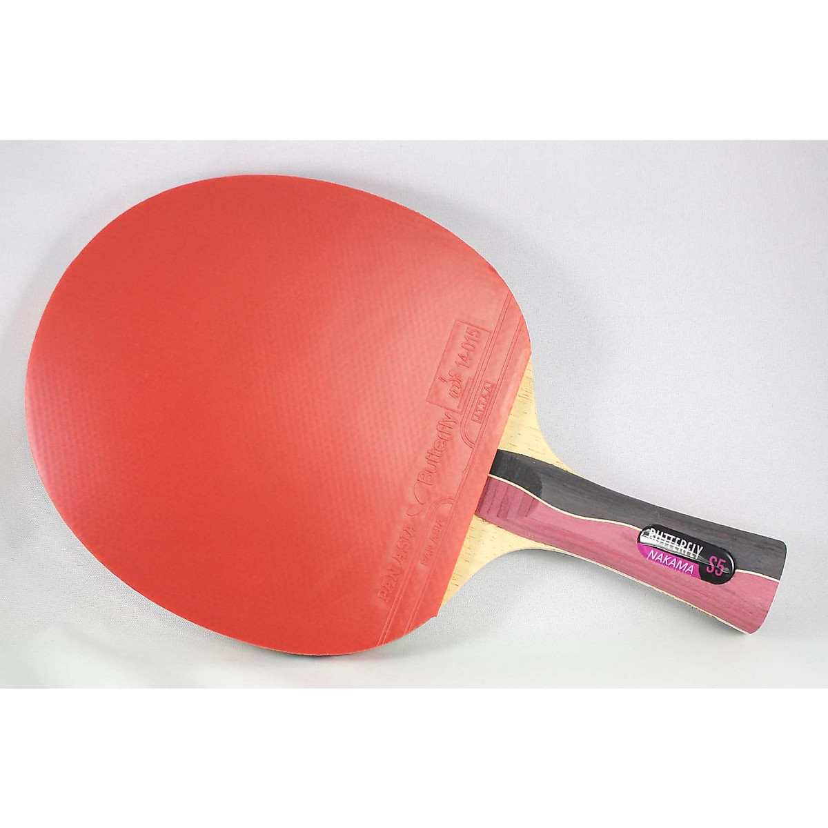 Butterfly Nakama S-5 Table Tennis Racket - Carbon Blade - Pan Asia 2.1mm Rubbers - ITTF Approved