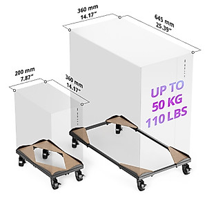 BYTESIUM PC Tower Stand – Metal Frame – Adjustable Width and Length – 4 Locking Wheels – Cork Pads – Computer Tower Stand for ATX – Easy Assembly – Wide Size Range – Computer Cart – CPU Holder