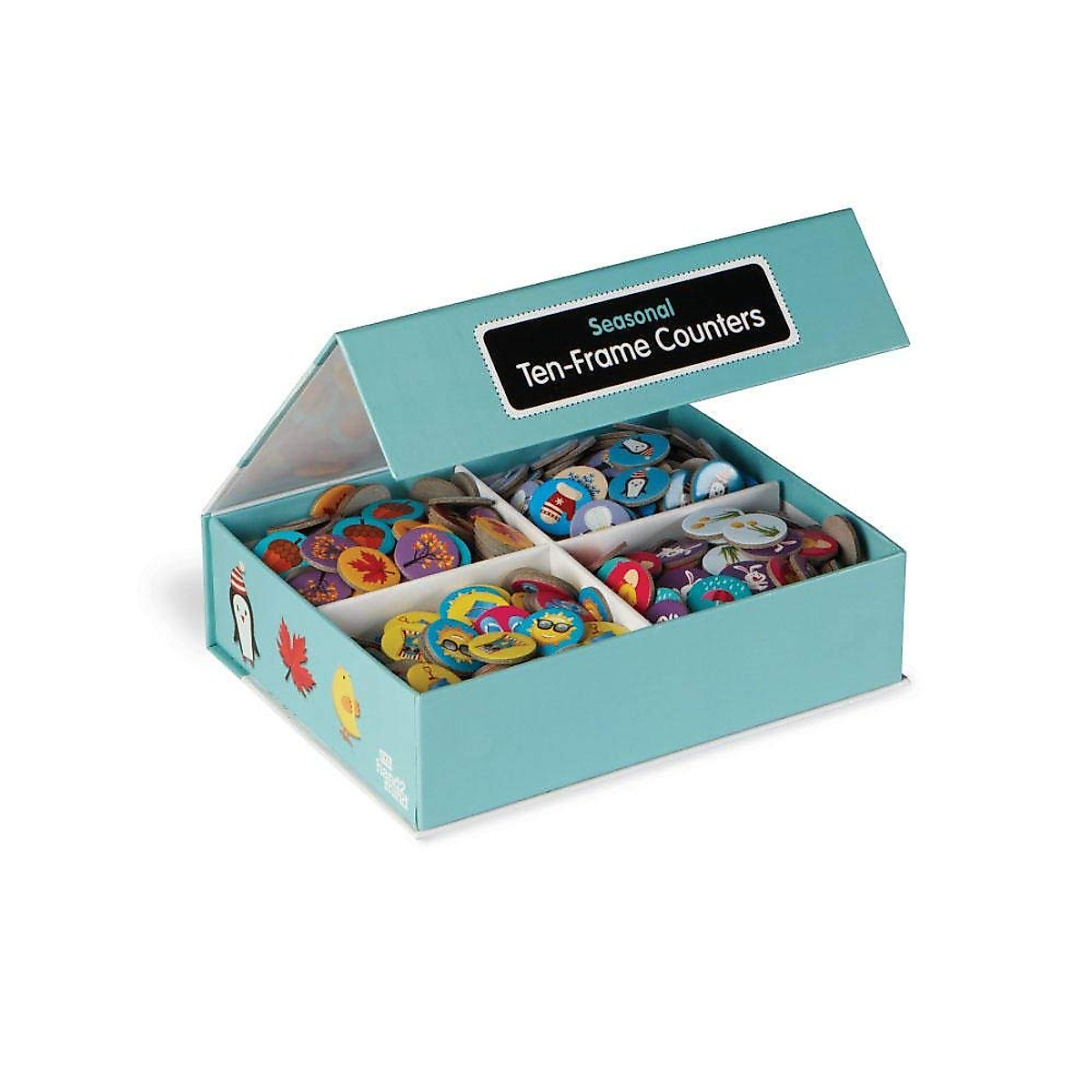 hand2mind Seasonal Ten Frames Math Counters for Kids, Math Counters Chips for Counting and Sorting, Kindergarten Learning Games, Counting Toys, Math Game (288 Math Counters and 10 Ten Frame Cards)