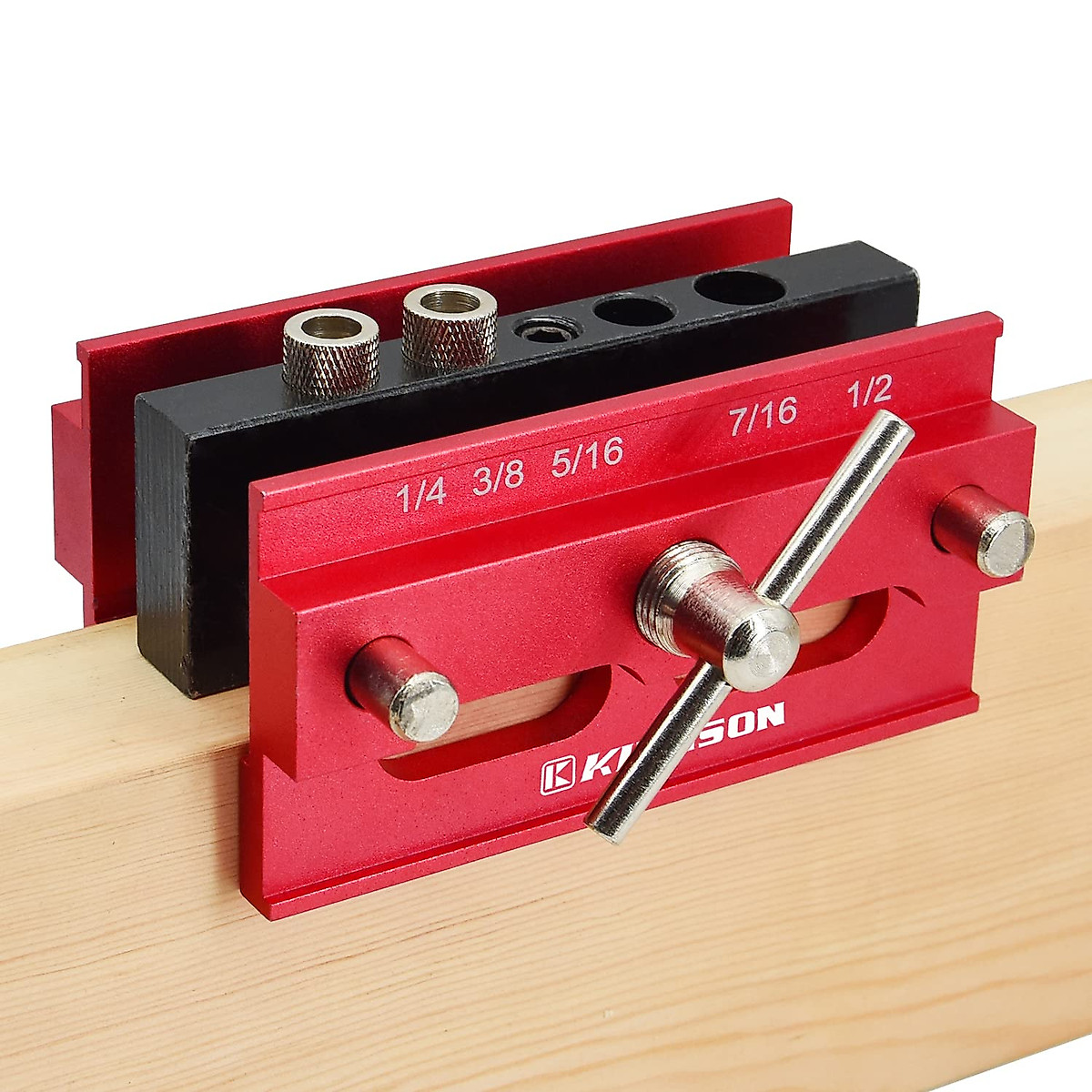 Kingson Self Centering Dowel Jig, Wood Doweling Hole Drill Guide Tool with Step Drill Guide Bushings Set, Woodworking Joints Tools for DIY Project