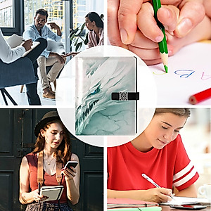 White Ice Dragon in White Stone Digital Painting Ripped Pattern Refillable Journal Writing Notebook, PU Leather Hardcover Diary Note Book, Planner A5 Ruled Notepad for Agenda with Pen Holder