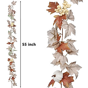 DearHouse 1Pcs Fall Garland Maple Leaf, 6Ft/Piece Hanging Vine Garland Artificial Autumn Foliage Garland Thanksgiving Decor for Home Wedding Fireplace Party Christmas (White)