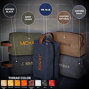 Embroidered - Personalized Toiletry Bag for Men, Dad, Husband, Custom w/Name - 5 Canvas & 8 Thread Color - Valentine's Day Gifts for Men, Handcrafted Embroidered Bag
