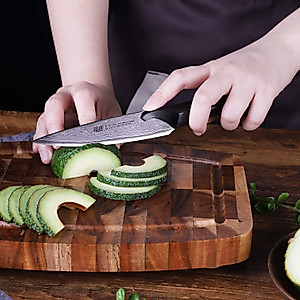 FINDKING 5 Inch Kitchen Utility Knife, Damascus Steel Paring Knife, Sharp Small Fruit Knife for Home Kitchen (Cheetah Series, w/Ebony Wood Handle)